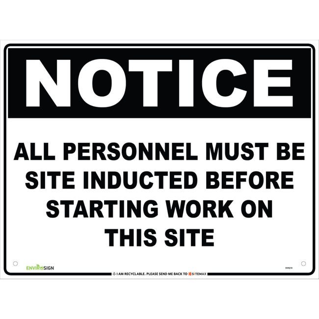 Notice All Personnel Must Be Site Inducted Before Starting W | Sitemax