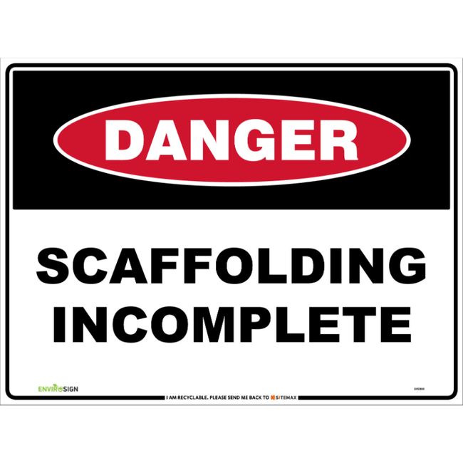 Danger Scaffolding Incomplete | Sitemax