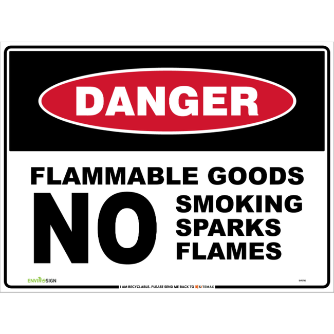 Danger Flammable Goods No Smoking Sparks Flames | Sitemax